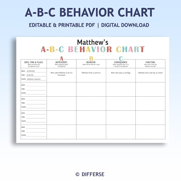 Behavior Chart - Etsy