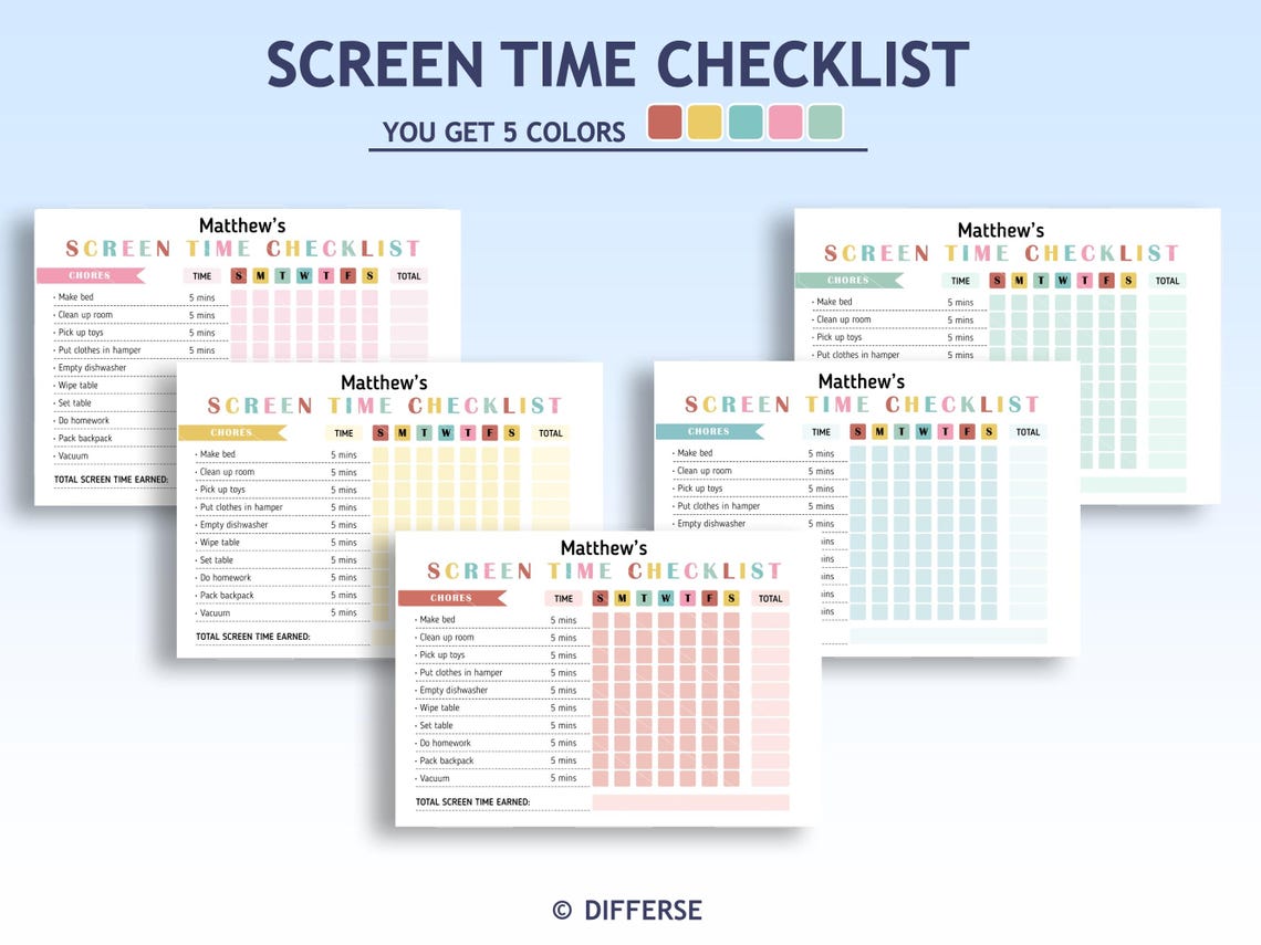 Kids Screen Time Bundle | Screen Time Chart | Screen Time Checklist ...