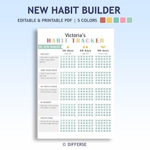 Editable Habit Tracker for Kids | Habit Chart | Cute Goal Tracker | A4 ...