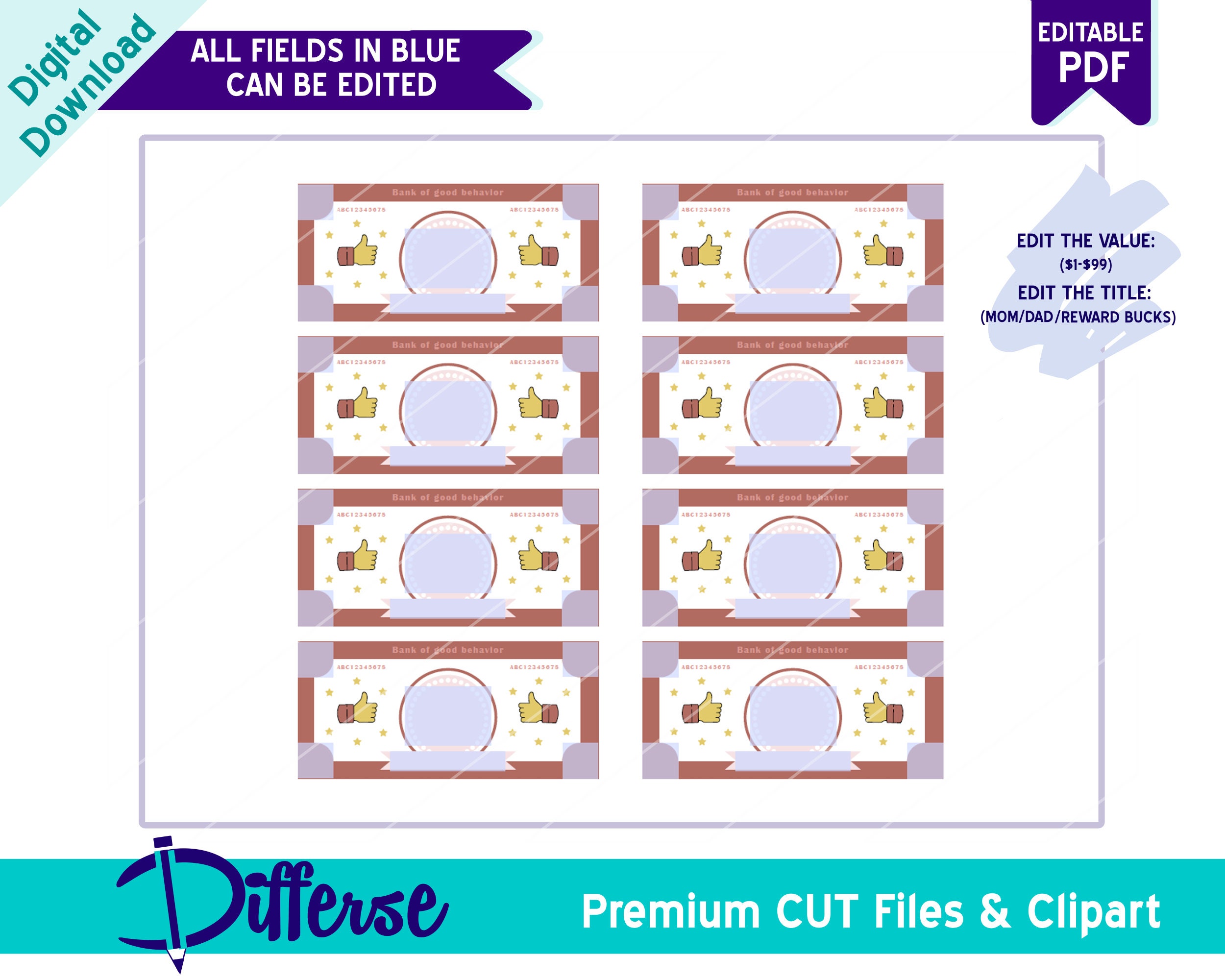 Editable Mom Bucks PDF Reward System for Kids Behavior - Etsy