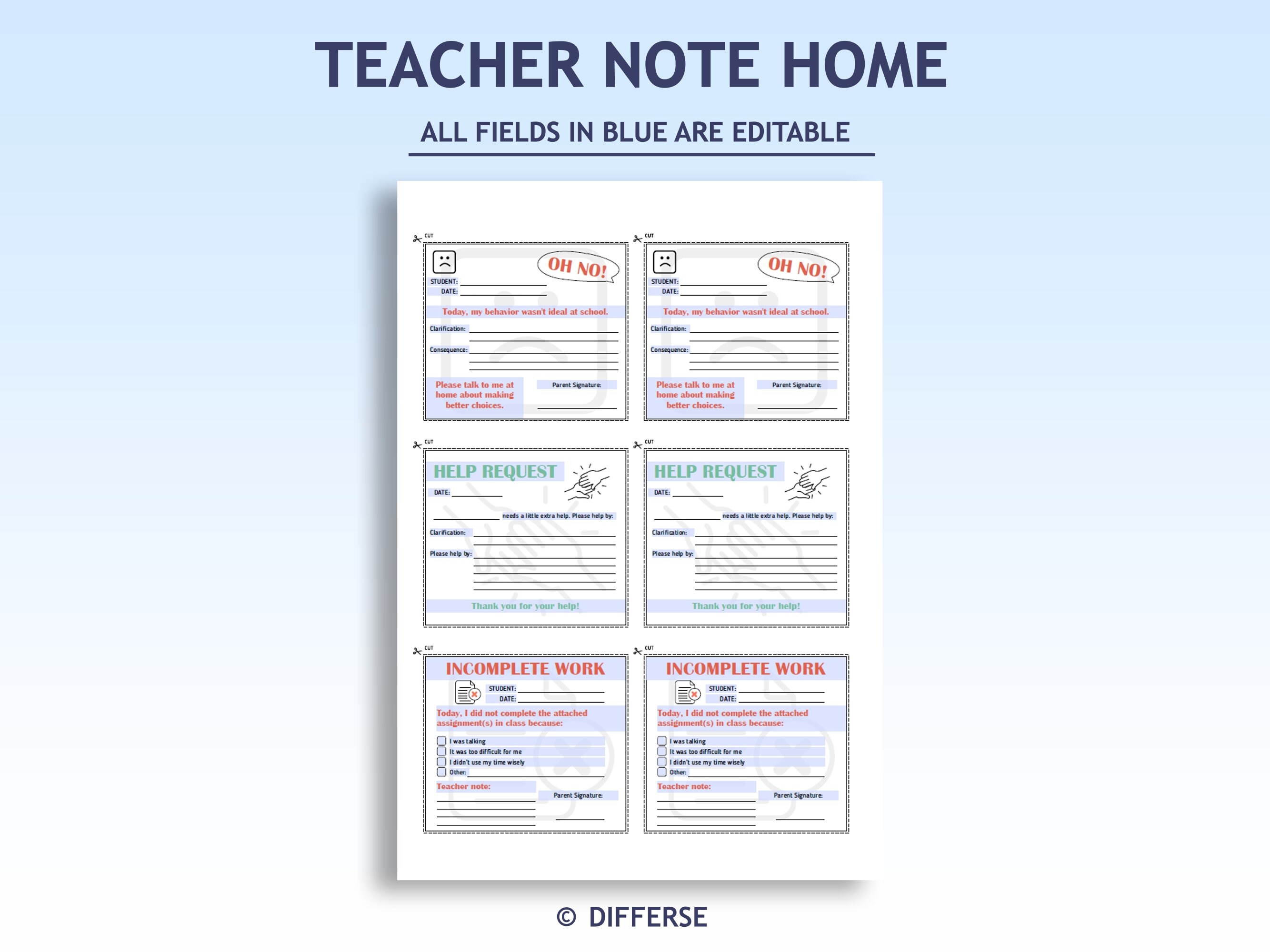 Teacher Note Home | Teacher Mail | Teacher Behavior Notes | School Note ...