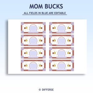 Editable Mom Bucks | PDF Reward System for Kids | Behavior Bucks ...