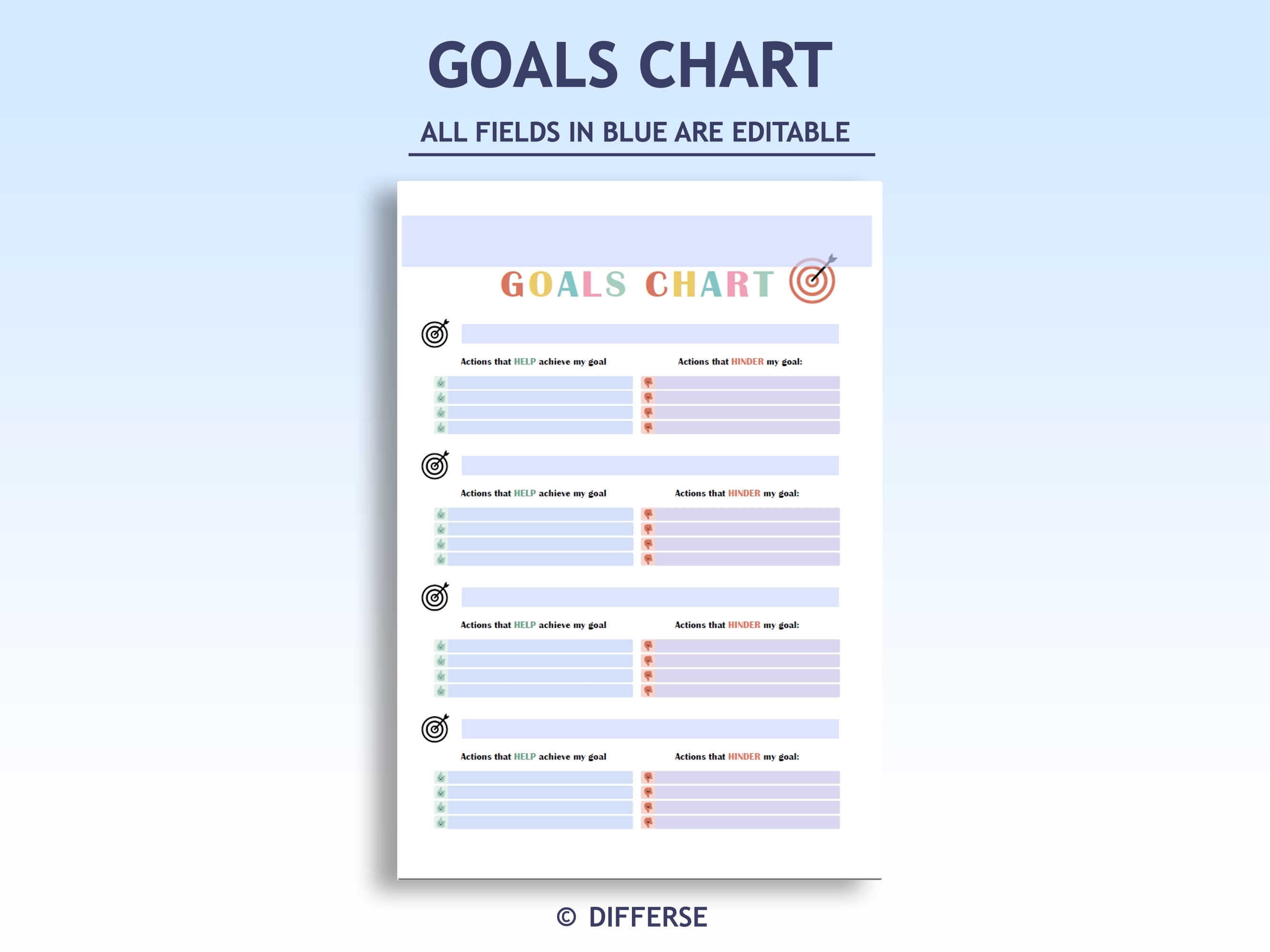 Kids Goals Chart | Goal Chart | Setting Goals | Incentive Chart ...