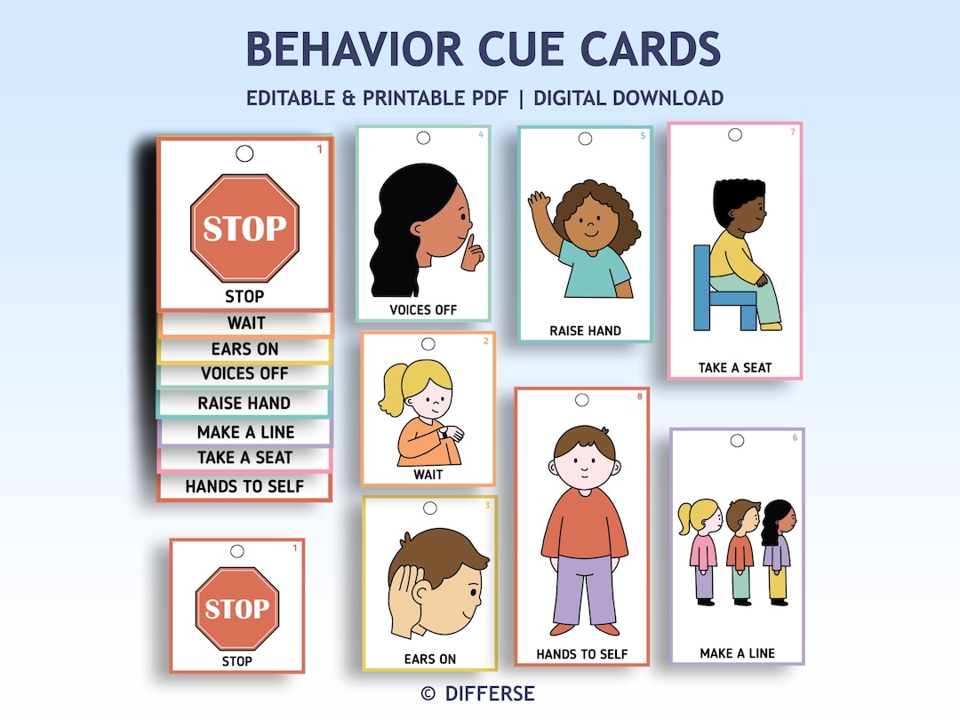 8 Visual Behavior Cue Cards | Behavior Visuals | Autism Behavior ...