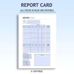 Homeschool Report Card | Grade Card Template | Editable Report Card ...