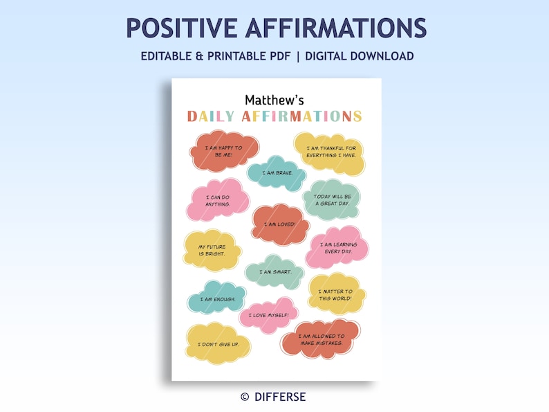 Kids Affirmation Poster | Positive Affirmation | Affirmation Wall Art ...