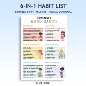 All-in-one Habit Chart | Good Habits | Behavior Chart | Manners for ...
