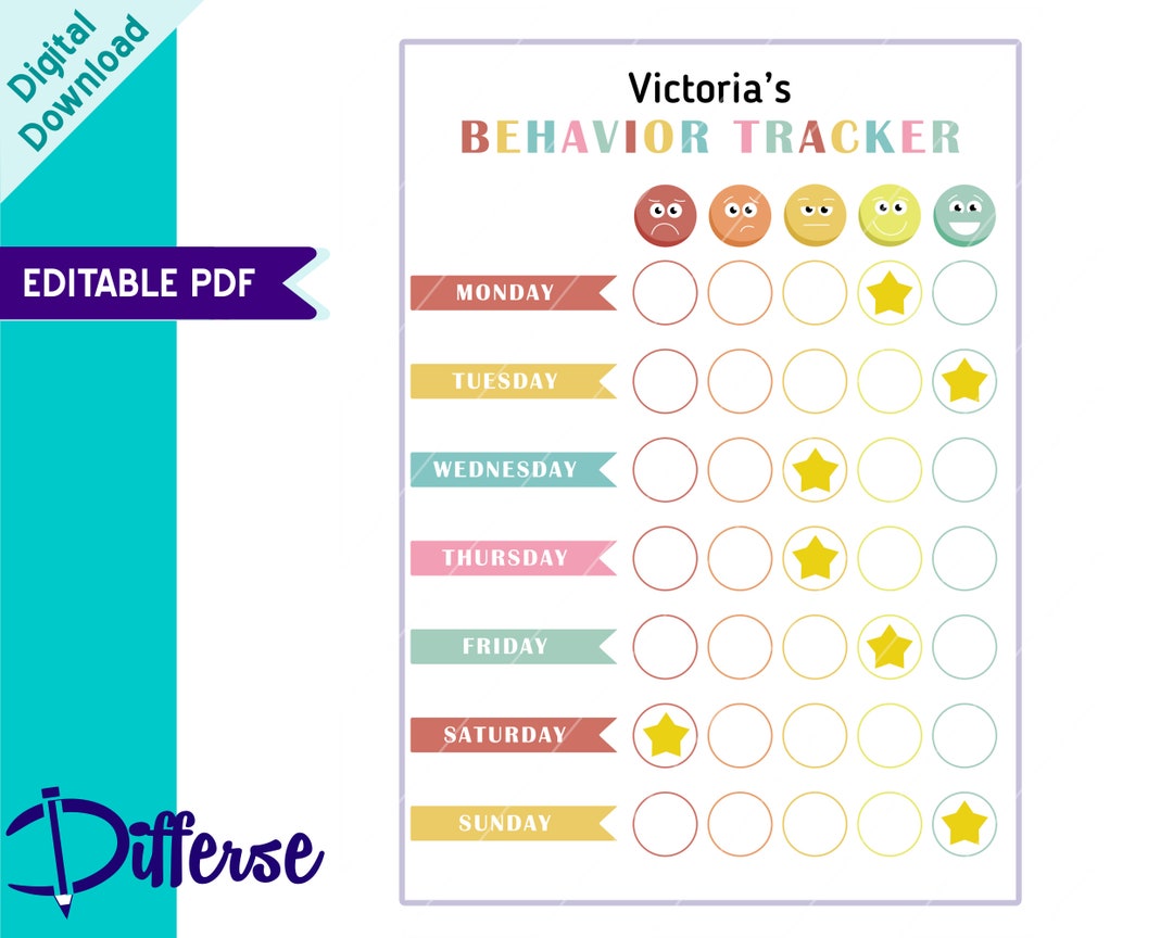 Behavior Sticker Chart Behavior Tracker Behavior Chart for Kids Kids ...