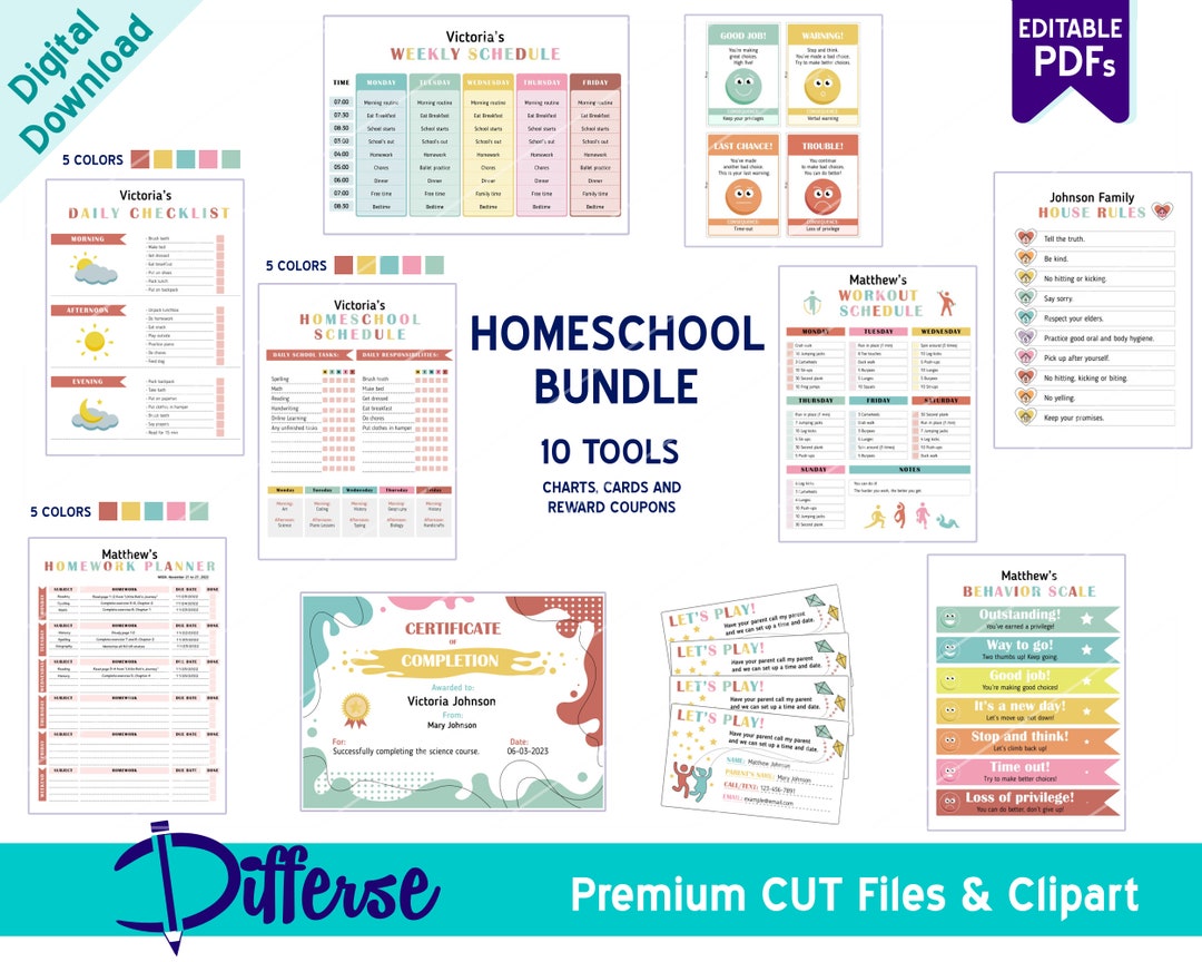 Editable Homeschool Printable Bundle for Kids | Homeschool Planner ...
