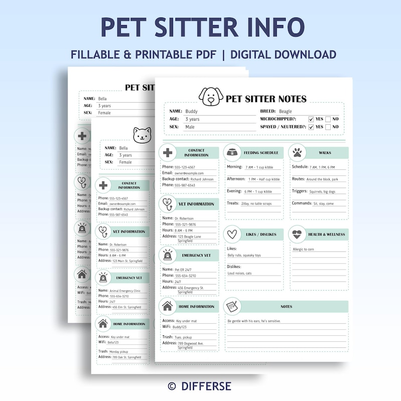 Pet Sitter Template Cat - Etsy