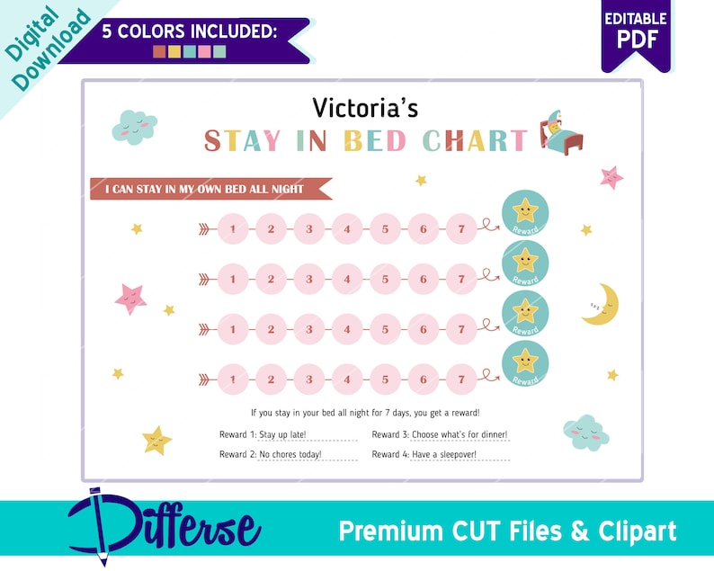 Stay in Bed Reward Chart Bedtime Chart Stay in Bed Chart - Etsy