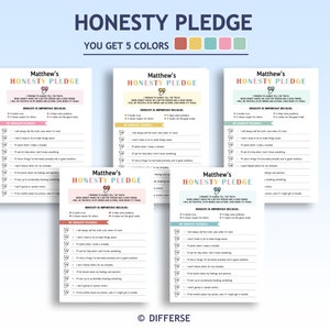 Kids Honesty Pledge | Tell the Truth | Behavior Correction Chart | Good ...