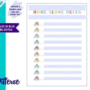 Kids Safety Rules for Staying Home House Rules for Kids Alone Rules ...