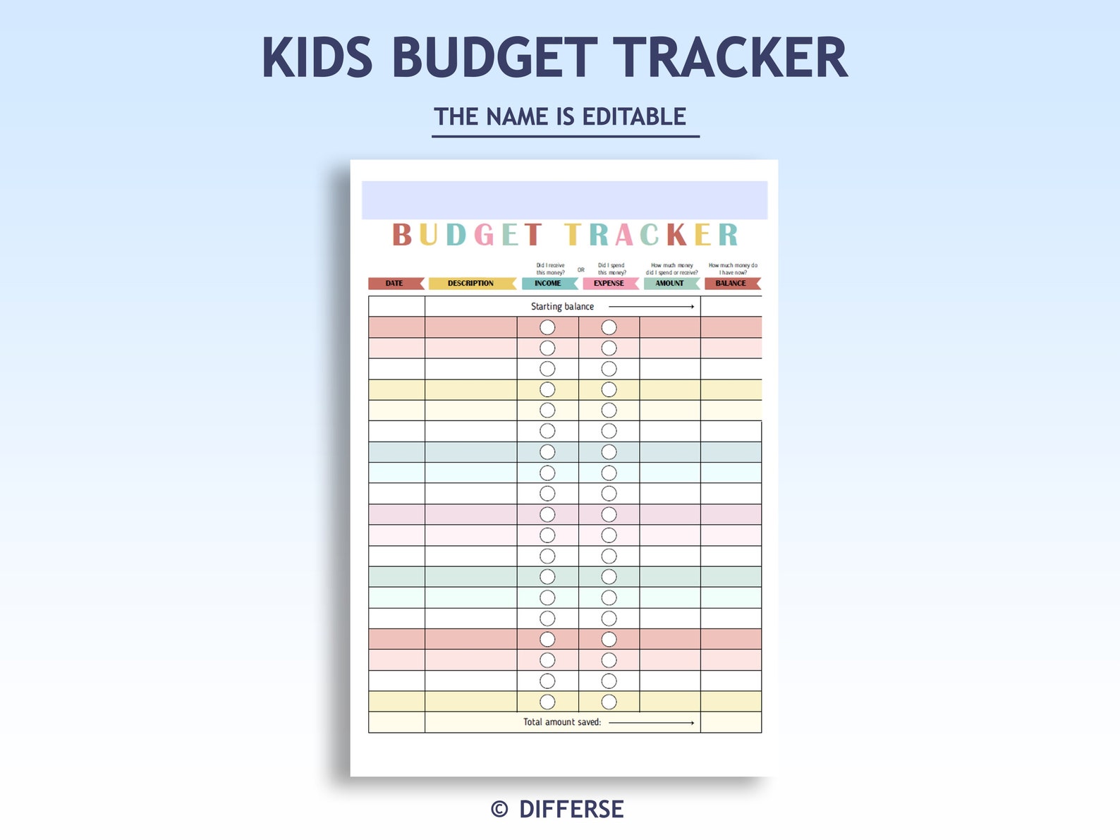 Kids Budget Tracker | Editable Budget Tracker | Allowance Tracker ...
