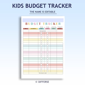 Kids Budget Tracker | Editable Budget Tracker | Allowance Tracker ...