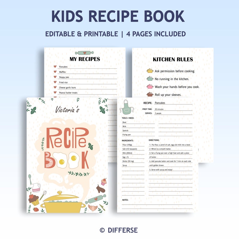 Recipe Book Template - Etsy