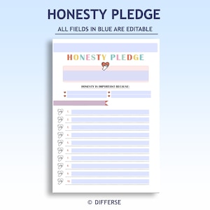Kids Honesty Pledge | Tell the Truth | Behavior Correction Chart | Good ...