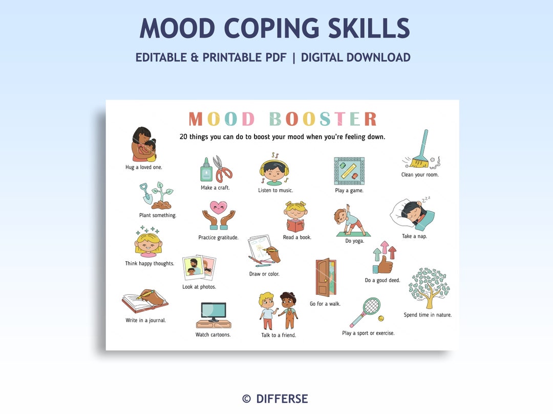 Editable Mood Booster | Mood Chart | Emotions Chart | Feelings Chart ...