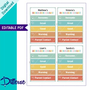 Classroom Behavior Chart Behavior Card Behavior Tracker Consequence ...