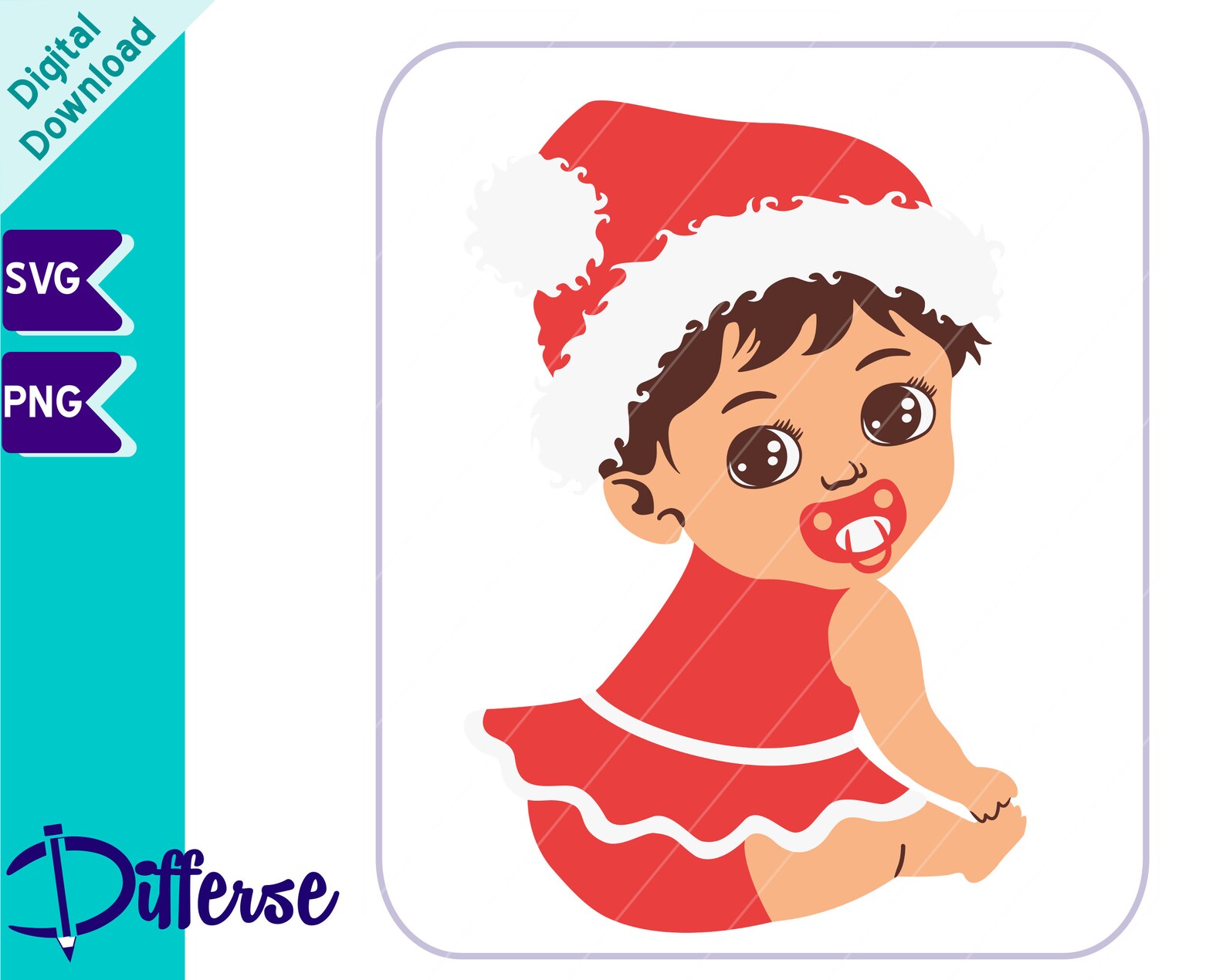 Christmas Baby Girl | SVG Cut File & PNG | Newborn With Pacifier SVG ...