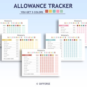 Editable Allowance Chart for Kids | Allowance Tracker | Editable Chore ...