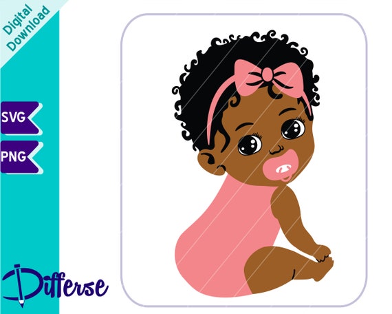 African American Newborn With Pacifier SVG Cut File & PNG - Etsy