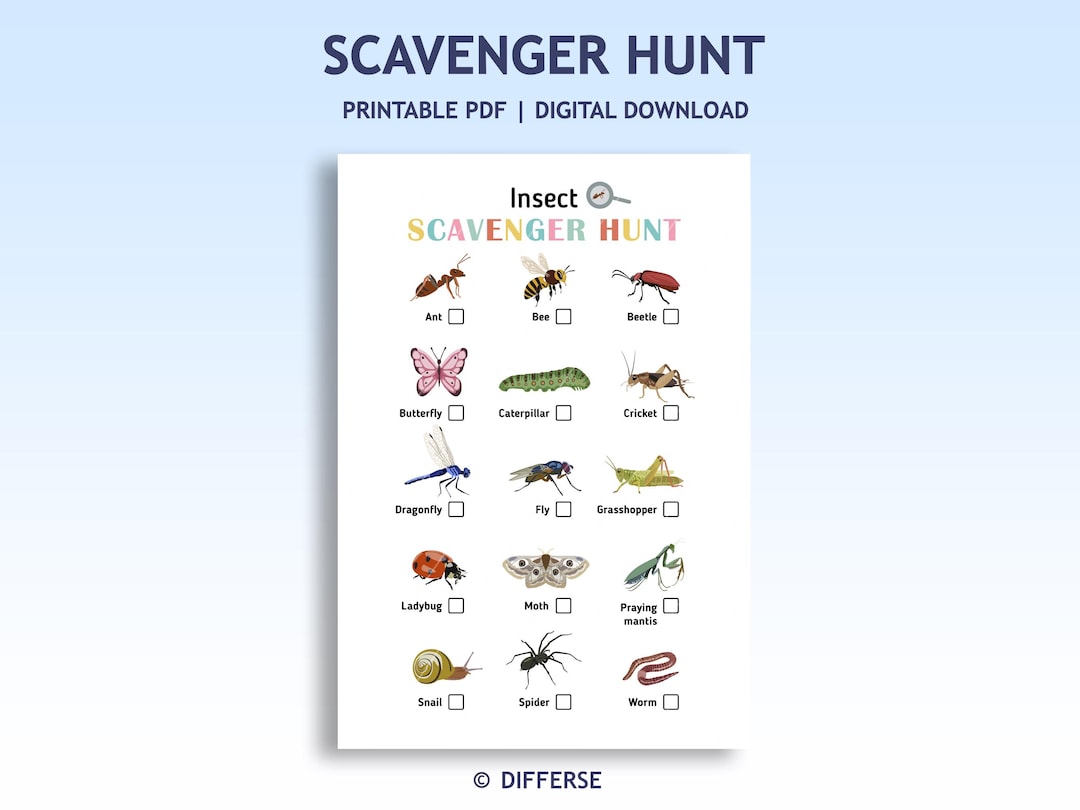Insect Scavenger Hunt | Bug Hunt for Kids | Printable Nature Activity ...