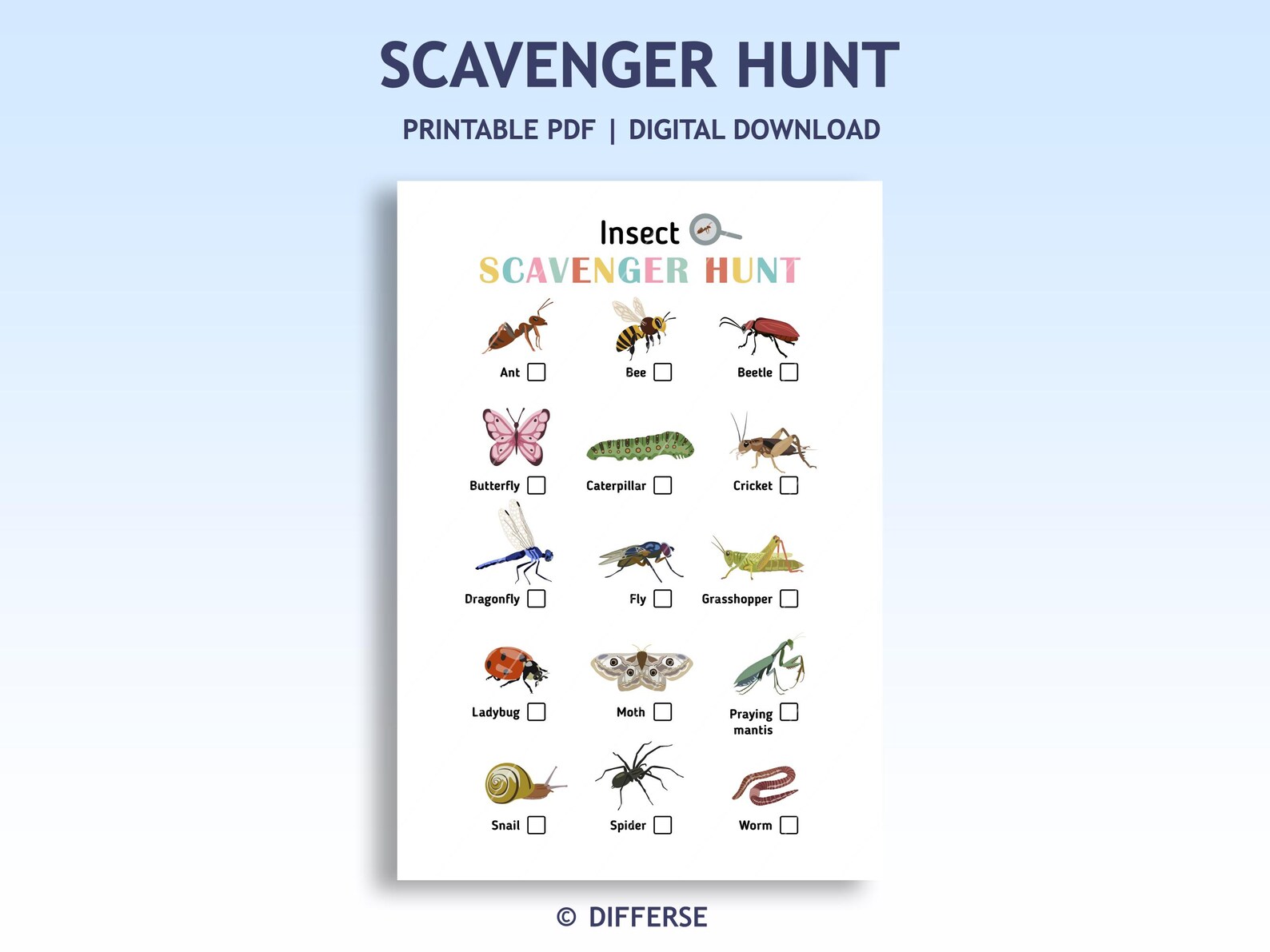 Insect Scavenger Hunt | Bug Hunt for Kids | Printable Nature Activity ...