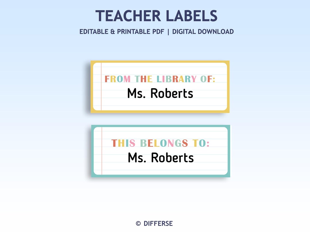 Printable Teacher Labels | School Library Labels | This Book Belongs to ...