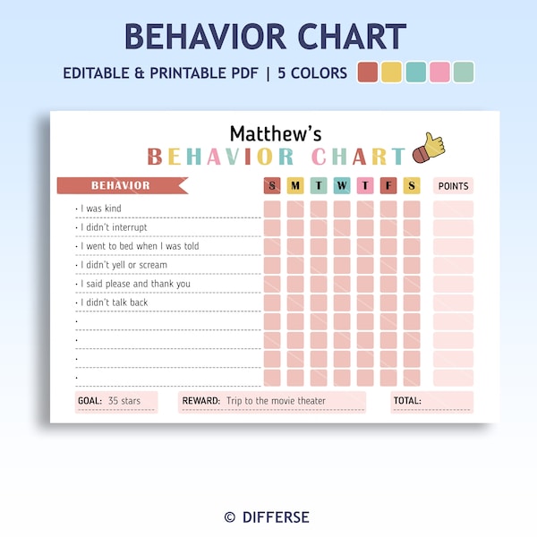 Kids Reward Chart - Etsy