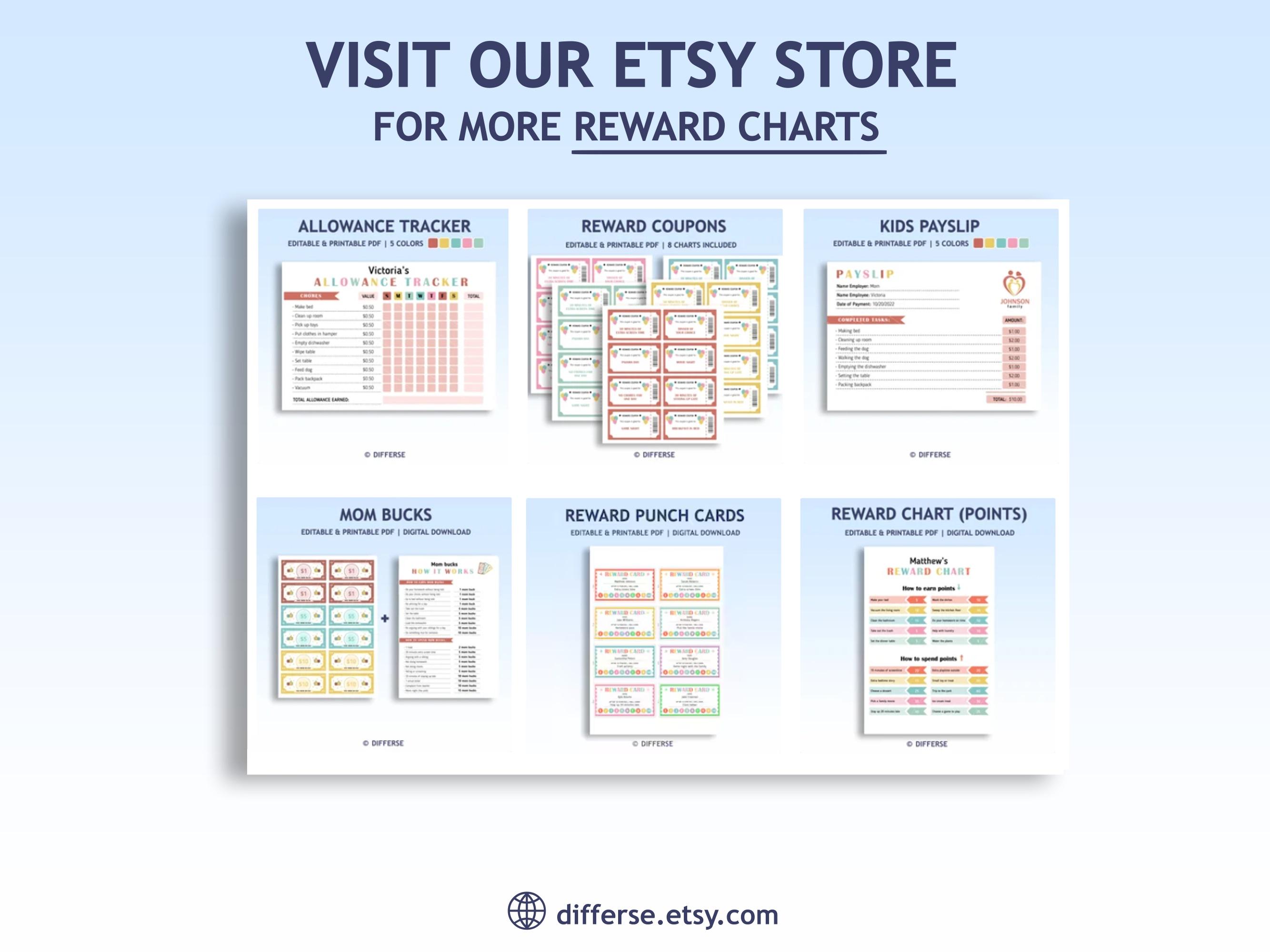 Reward Chart for Kids | Chore Chart With Points | Reward System | Good ...