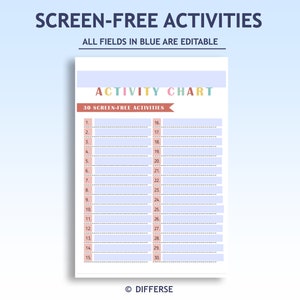 Screen Free Activities for Kids | Printable Play Chart | Play Routine ...