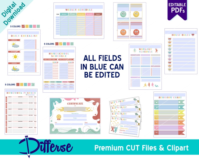 Editable Homeschool Printable Bundle for Kids | Homeschool Planner ...