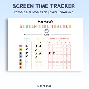 Screen Time Tracker | Screen Time Chart | Screen Time Schedule | Screen ...