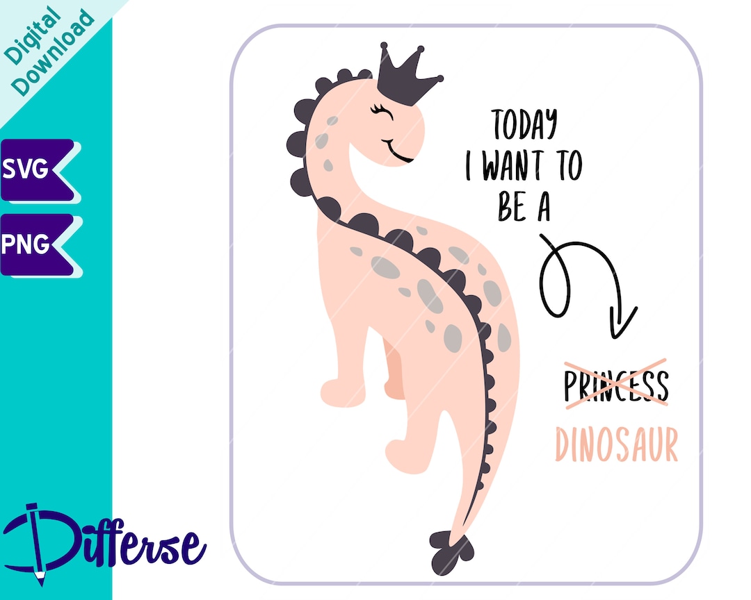 Princess Dinosaur SVG | SVG Cut File & PNG | Princess Dinosaur Birthday ...