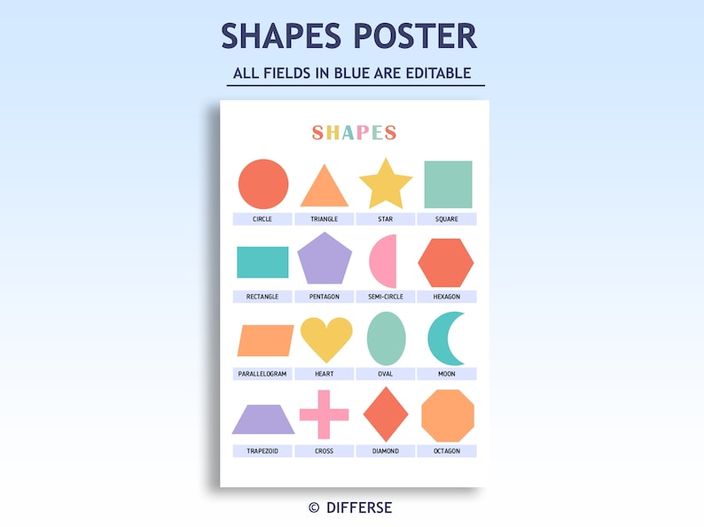 Shapes Poster | Learn Shapes | Shapes Print | Geometric Shapes ...