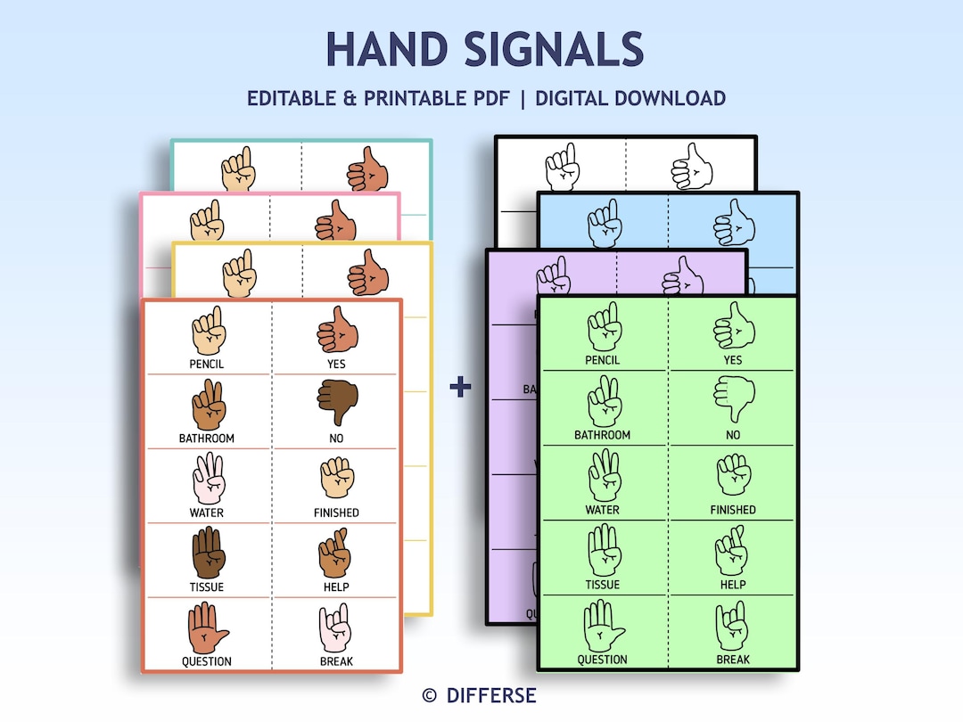 Tarjetas de señales manuales editables / Tabla de señales manuales ...
