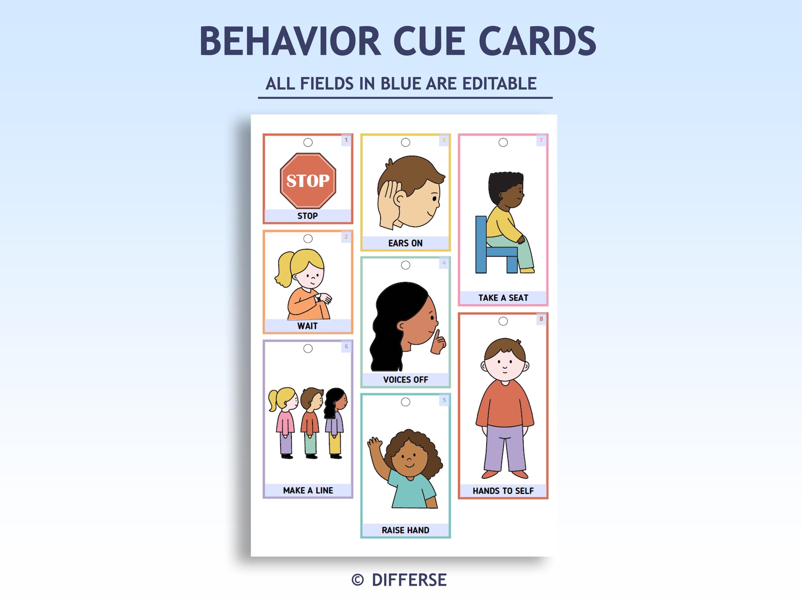8 Visual Behavior Cue Cards | Behavior Visuals | Autism Behavior ...