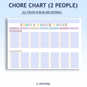 Chore Chart for 2 Kids | Family Chore Chart | Kids Chore Chart | Family ...