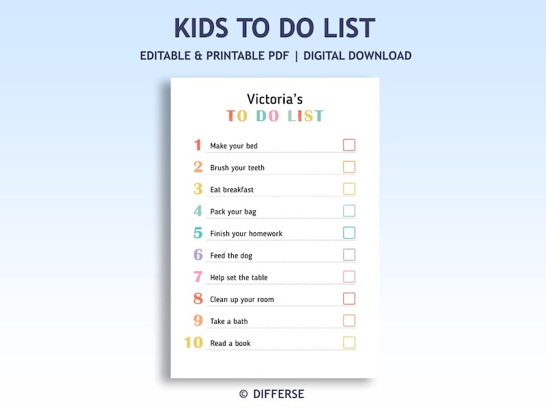 Kids to Do List | Daily Checklist | Daily Planner | Daily Schedule ...