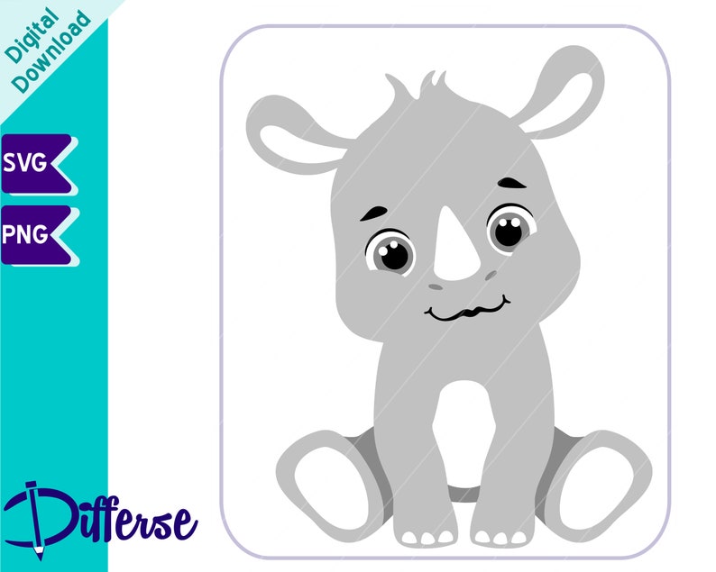 Cute Baby Rhino SVG SVG Cut File & PNG Rhino Svg Baby | Etsy