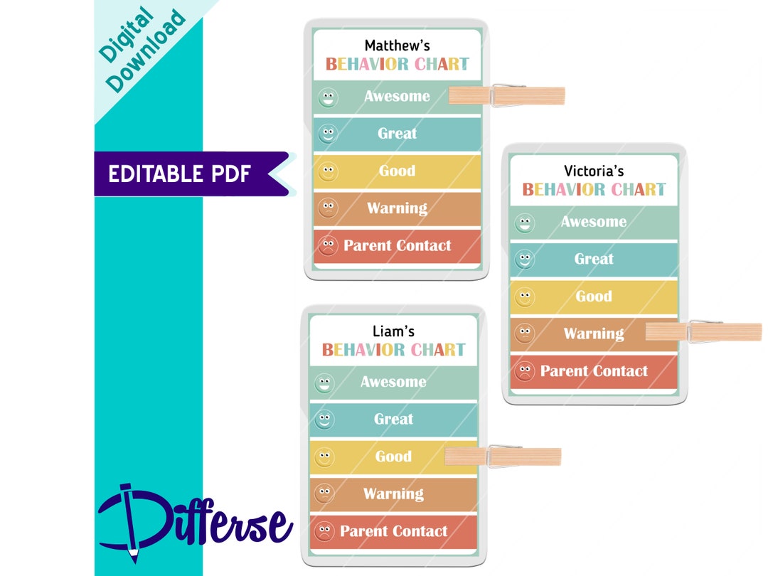 Classroom Behavior Chart Behavior Card Behavior Tracker - Etsy
