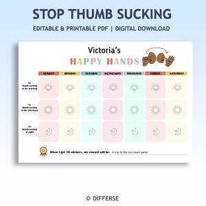 Thumb Sucking Reward Chart | No More Thumb Sucking | Quit Thumb Sucking ...