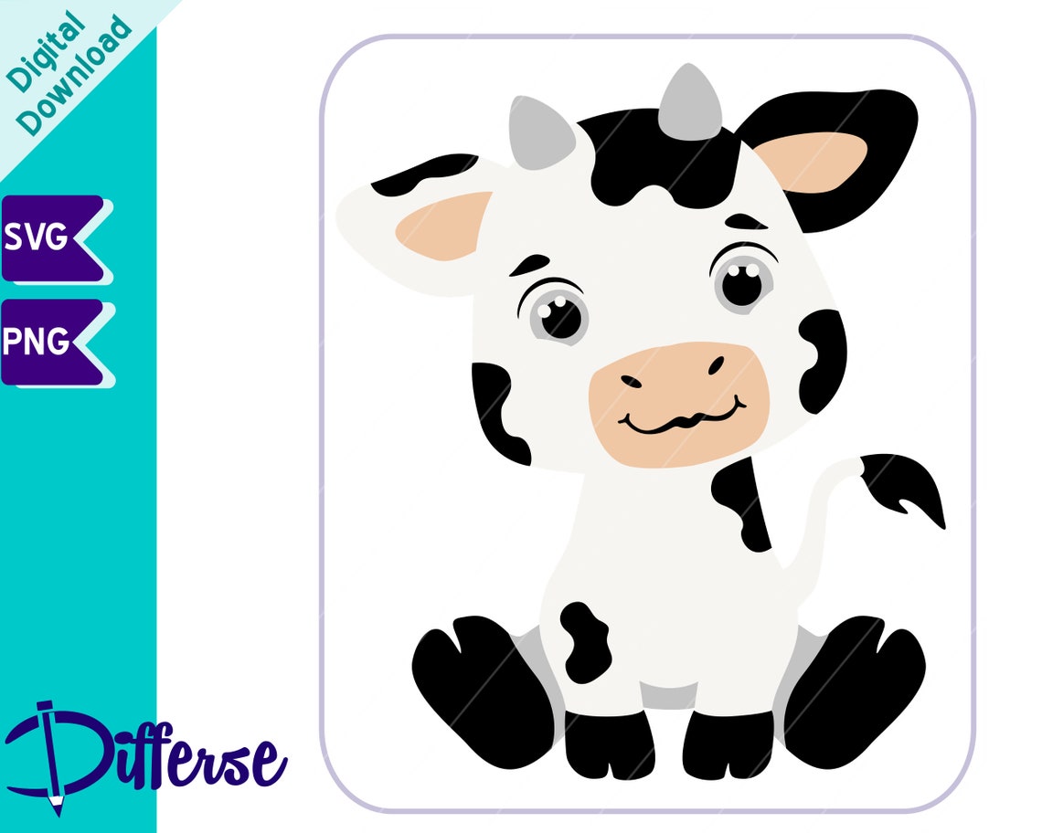 Cute Baby Cow SVG SVG Cut File & PNG Cow Svg Baby Farm - Etsy