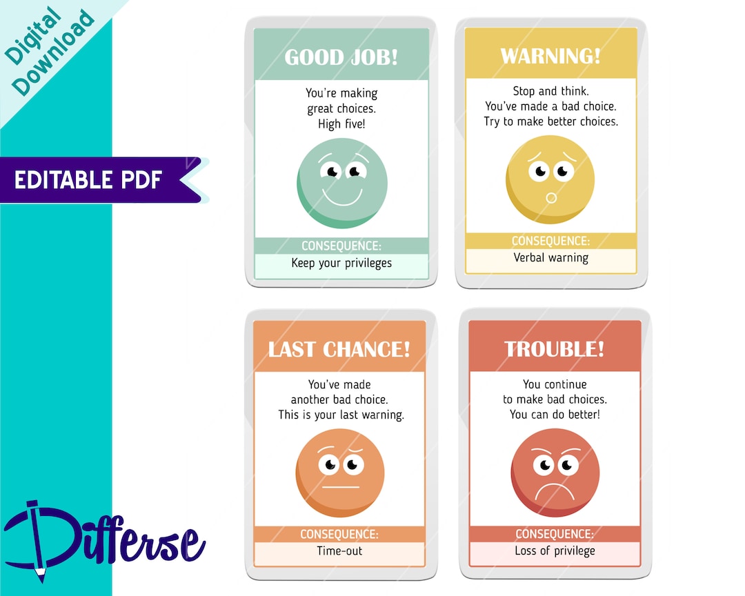 Behavior Cards for Kids Kids Behavior Cards Behavior - Etsy