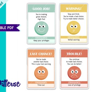 Behavior Cards for Kids Kids Behavior Cards Behavior - Etsy