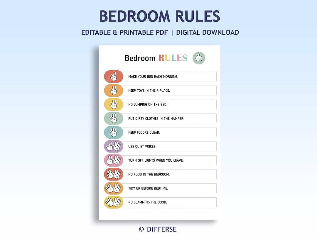 Bedroom Rules for Kids | Editable Bedroom Rules Chart | Printable Kids ...