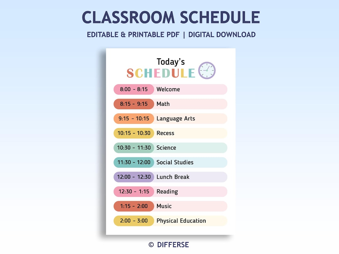 Classroom Schedule | Editable Daily Schedule | Daycare Schedule List ...