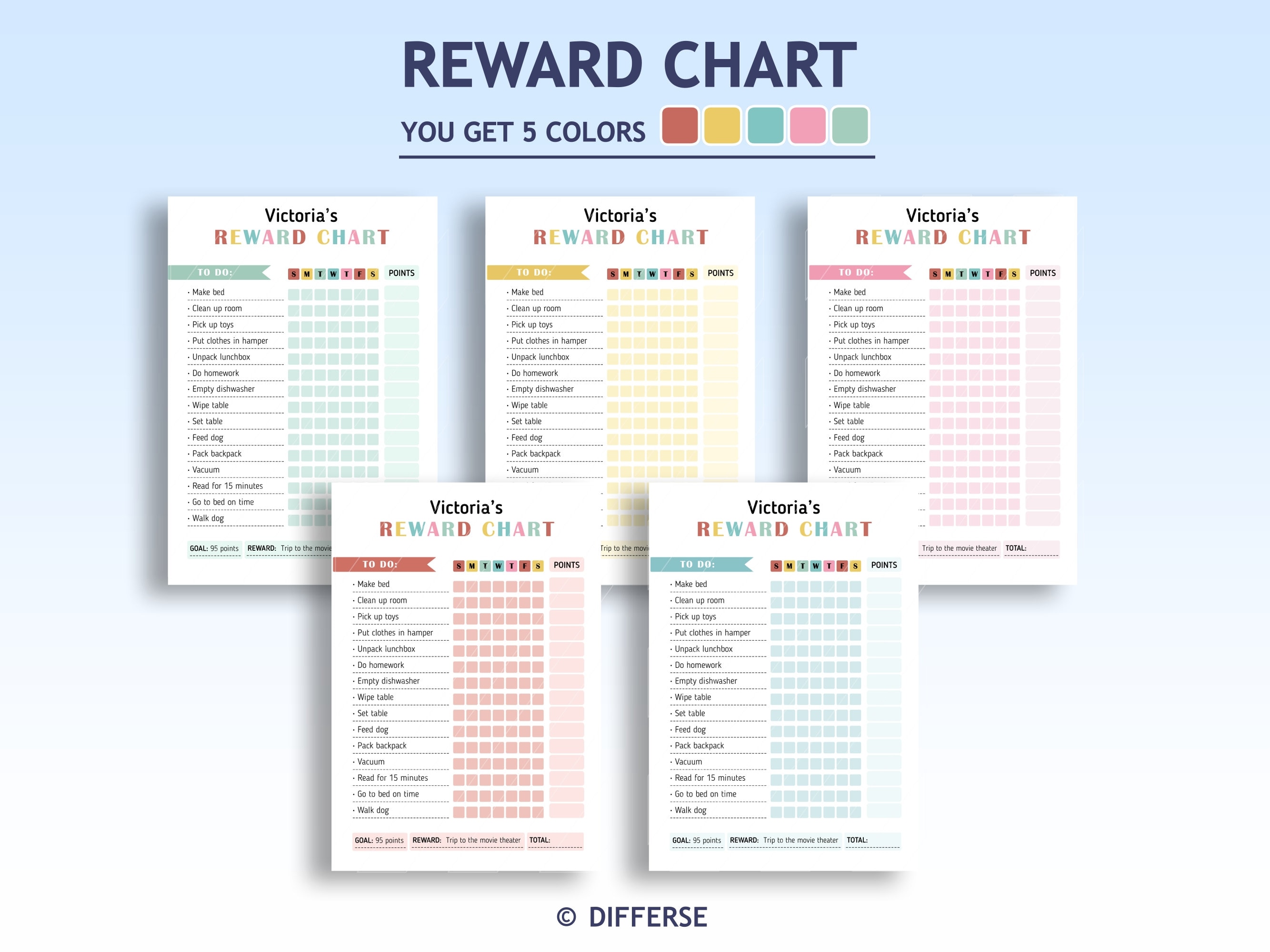 Reward Chart for Boys and Girls | Good Behavior Chart | Reward System ...