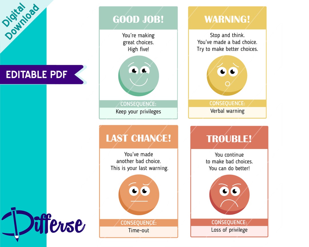 Behavior Cards for Kids Kids Behavior Cards Behavior - Etsy